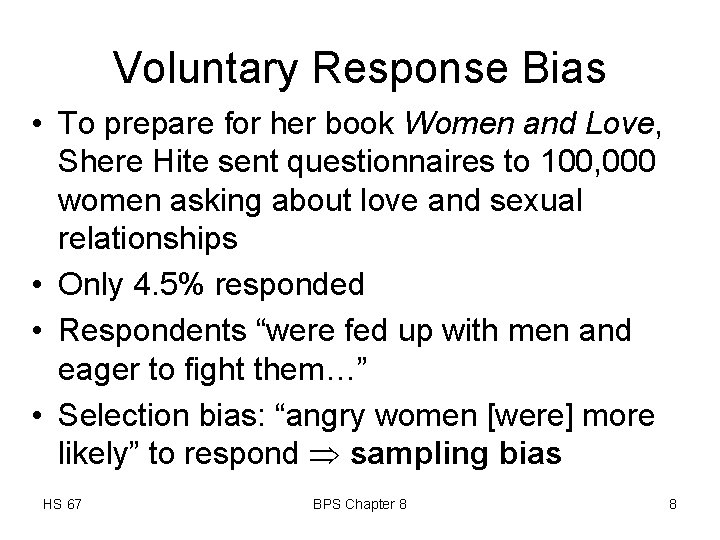 Chapter 8 Producing Data Sampling HS 67 BPS
