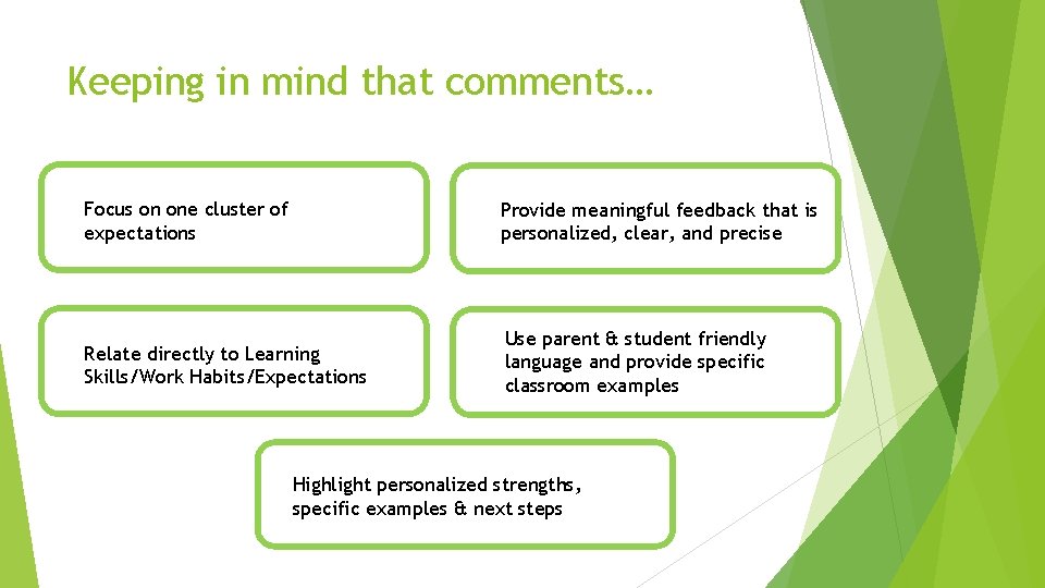 Reporting Comment Building With content from Growing Success