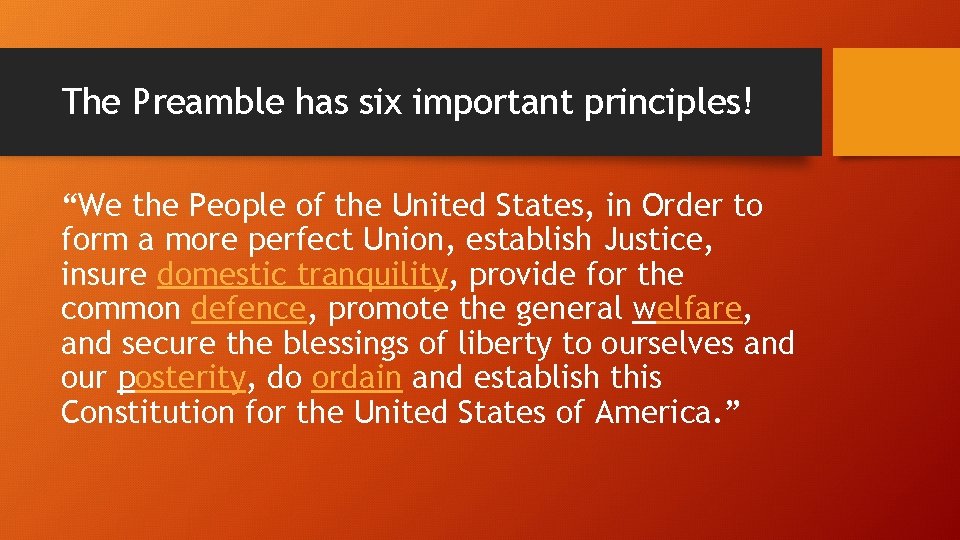 The Beginning of the US Constitution The Preamble