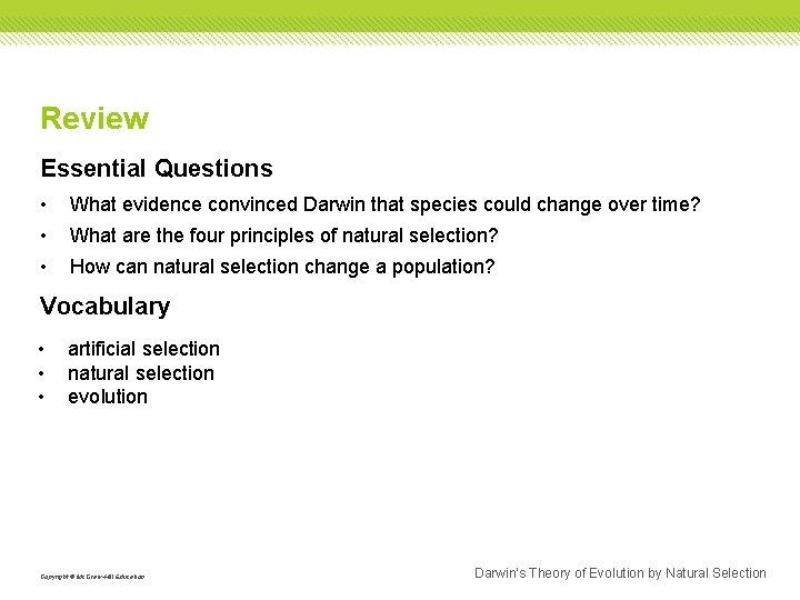 Section 1 Darwins Theory of Evolution by Natural