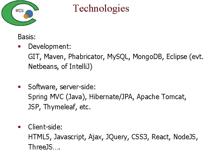 WOSI Software Lab Development op basis van Spring