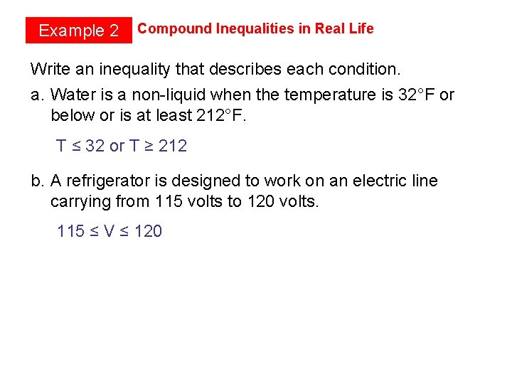 2 5 Solving Compound Inequalities Objective 1 Write