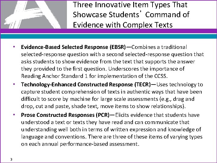 PARCC Summative Assessment with EBSR TECR and PCR