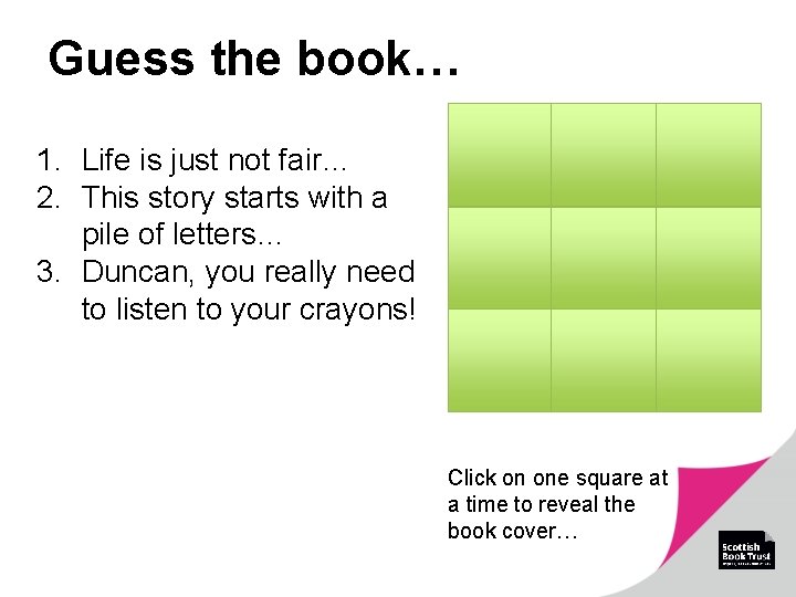 Guess the Book Lower Primary www readingchallenge scot