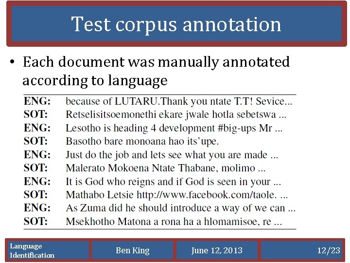 Labeling the Languages of Words in MixedLanguage Documents