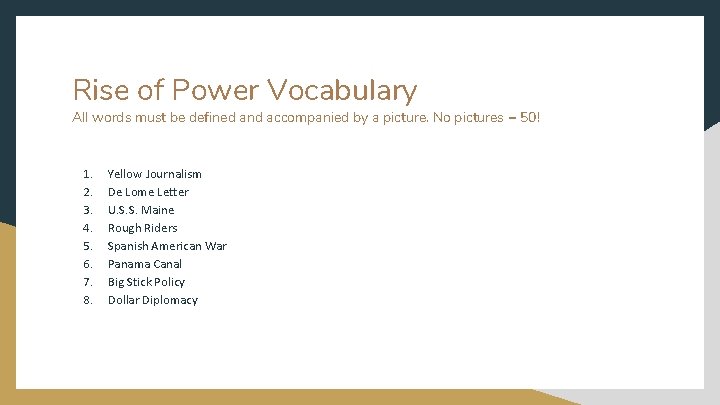 US History Vocabulary by Units Directions 1 Find