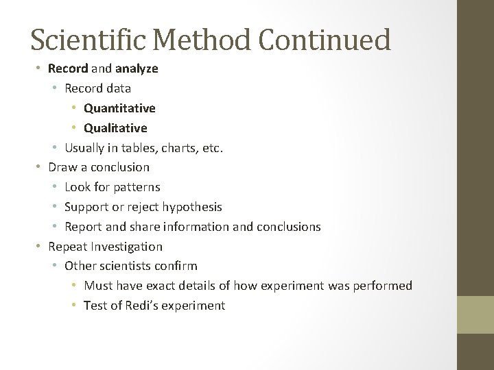 Honors Biology Chapter 1 The Scientific Method What