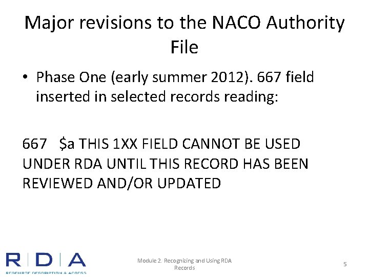 Module 2 Rda Basics Recognizing And Using Rda
