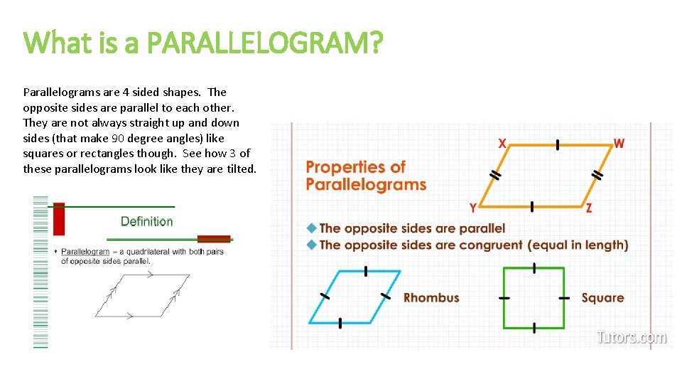 Area of Parallelograms Triangles Grade 7 Math Background