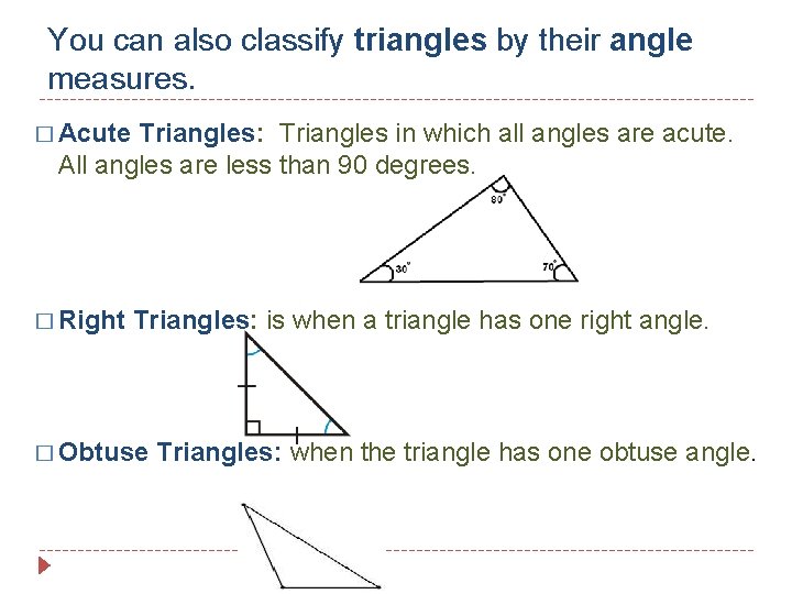 Triangles Objective Learn to name and classify triangles