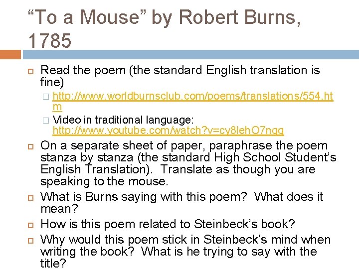 OF MICE AND MEN What is Steinbecks message