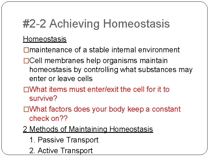 Biology Notes Topic Cell Processes Achieving Homeostasis AL