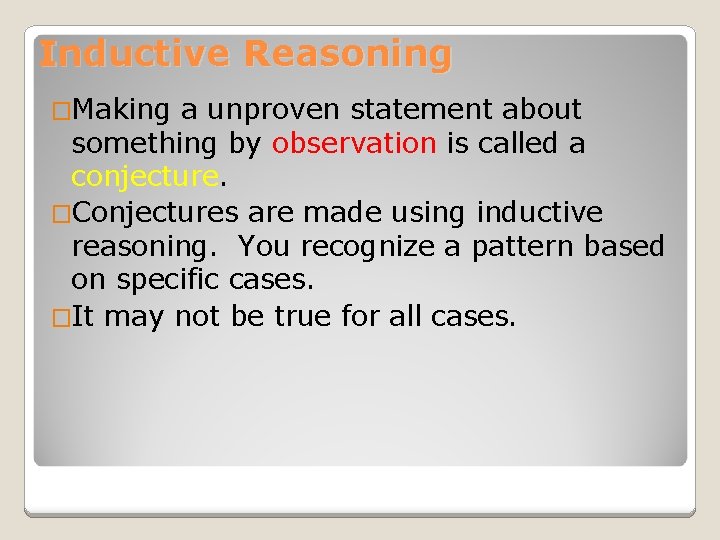 Lesson 2 1 Use Inductive Reasoning Describe how
