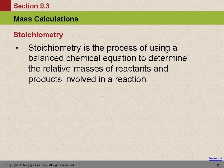 Chapter 9 Chemical Quantities Chapter 9 Table of