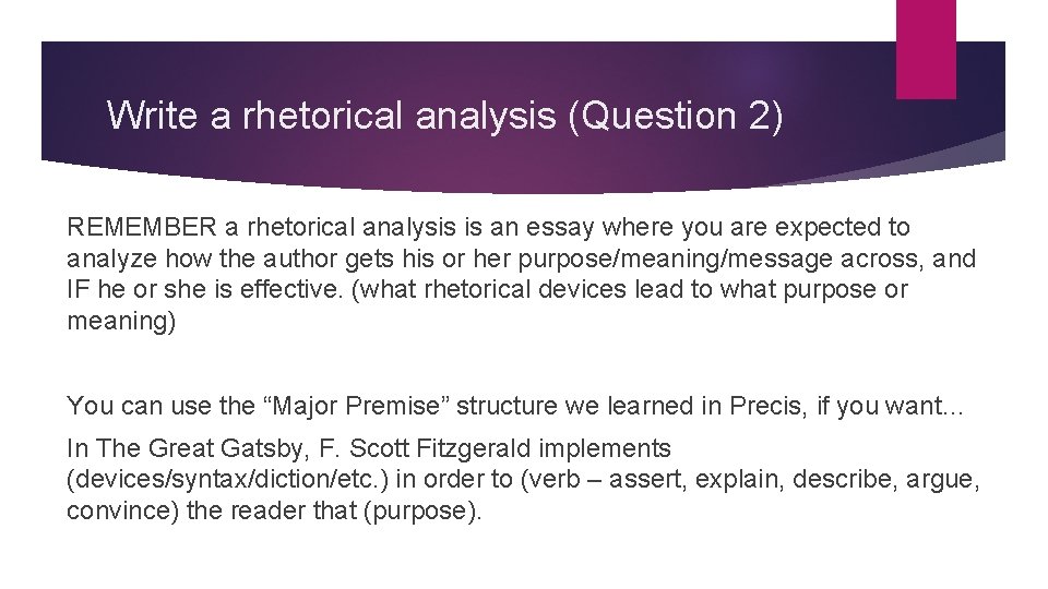 Rhetorical Analysis in Gatsby CHAPTER 3 Review of