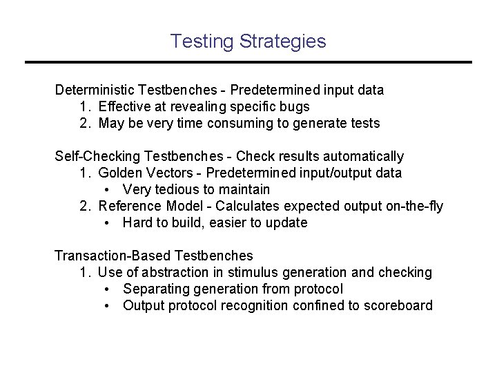 Fundamentals of SimulationBased Verification 1 Structure of a
