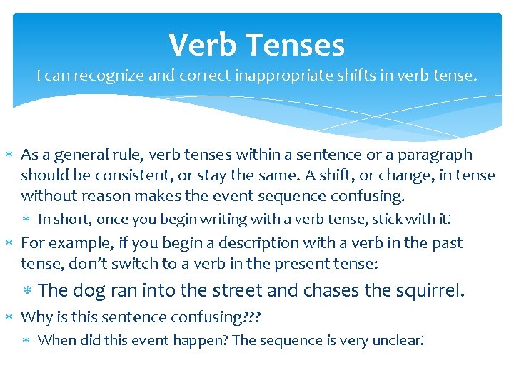Verb Tenses in Action Past Present Future Standards