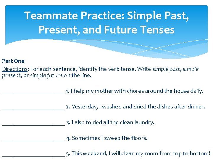 Verb Tenses in Action Past Present Future Standards