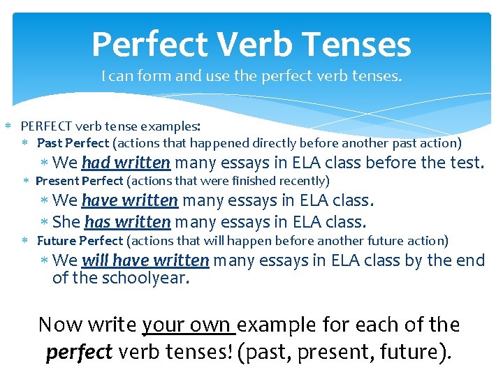 Verb Tenses in Action Past Present Future Standards