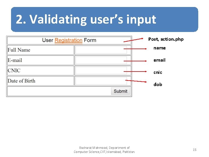 Validating user input Basharat Mahmood Department of Computer