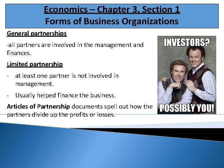 Economics Chapter 3 Section 1 Forms of Business