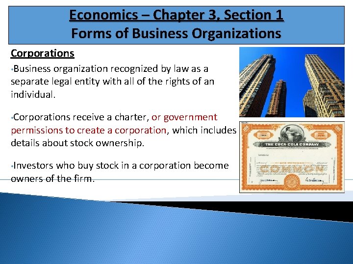 Economics Chapter 3 Section 1 Forms of Business