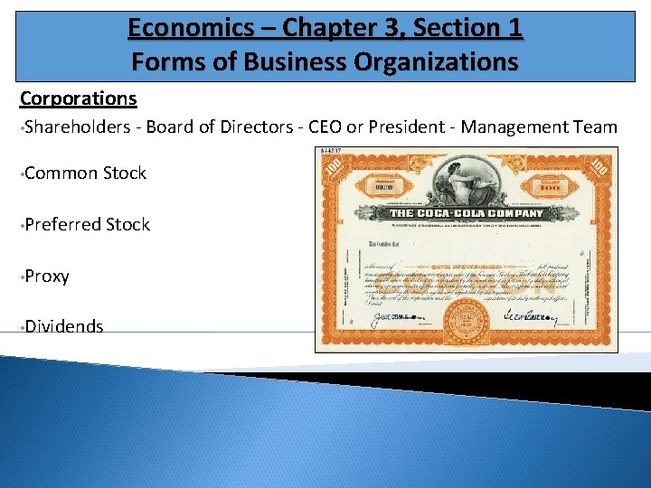Economics Chapter 3 Section 1 Forms of Business