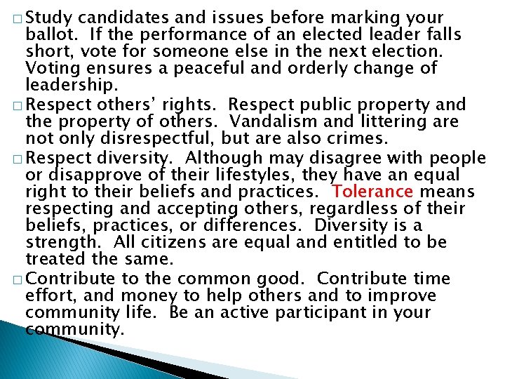 The Duties and Responsibilities of Citizenship A Citizens