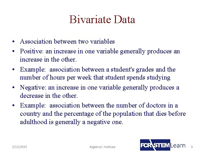 The Height and Span Juxtaposition Unit 4 Bivariate