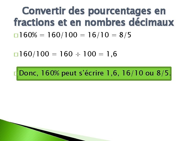 Les fractions les nombres dcimaux et les pourcentages
