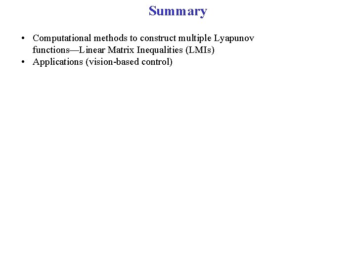 Hybrid Control and Switched Systems Lecture 14 Computational