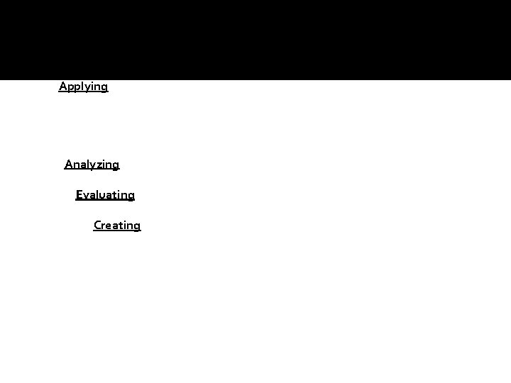 LOTS and HOTS Background Information Remembering Understanding Applying