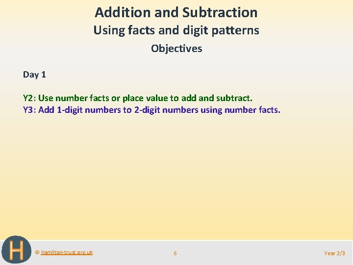 Addition and Subtraction Using facts and digit patterns