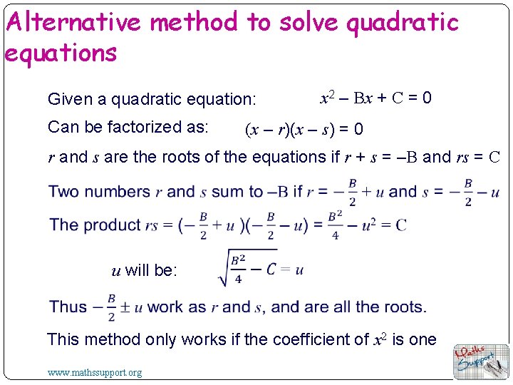 12 February 2022 Solving quadratic equations in four