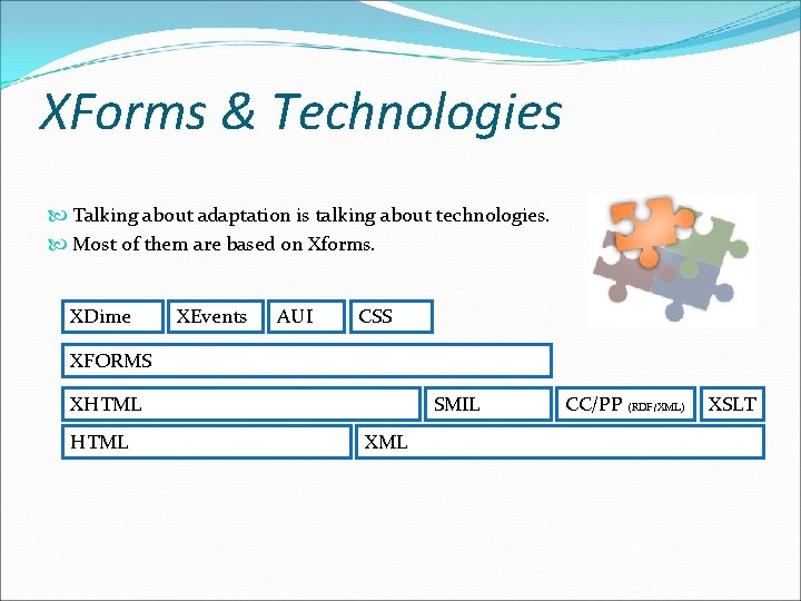 Conent Adaptation MOBILE XFORMS Jordi Diaz Albuixech Outline
