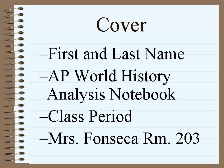 Analysis Notebooks Mrs Fonseca AP World History How