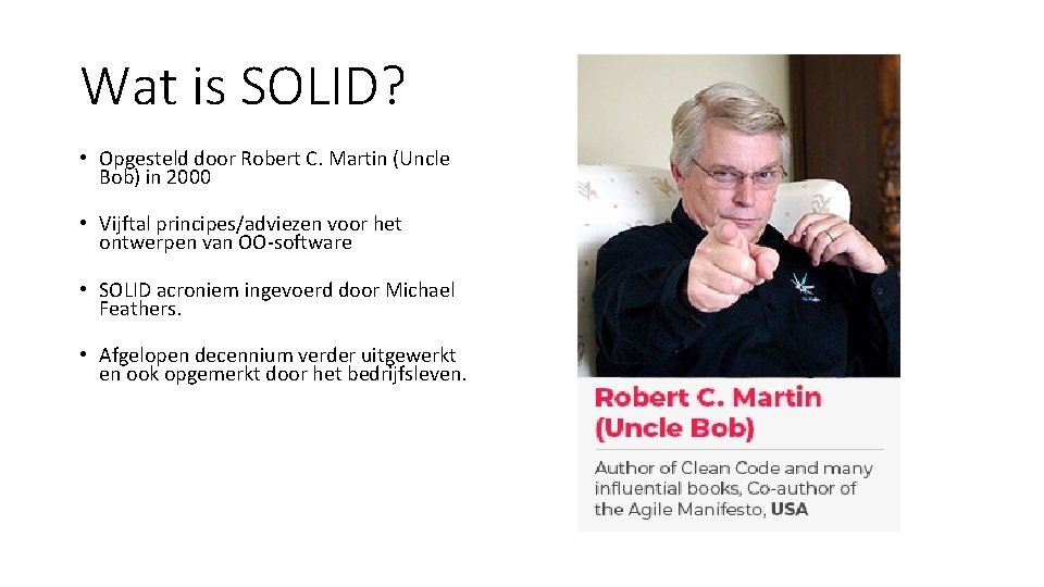 SOLID principles voor ObjectOriented Design Best practices voor