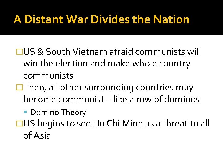 Chapter 28 Vietnam War Learning Objectives Understand political
