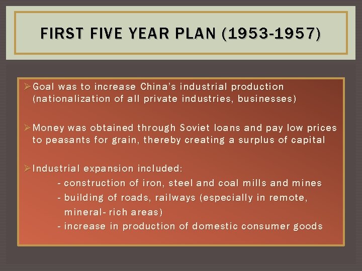 ESTABLISHMENT OF 1949 SINGLEPARTY RULE IN 1952 CHINA