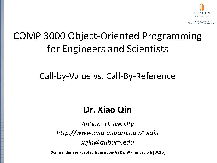 COMP 3000 ObjectOriented Programming for Engineers and Scientists