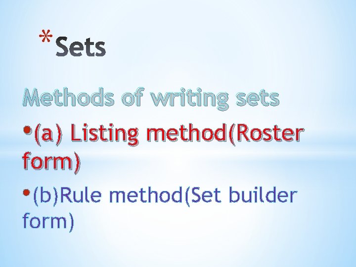 Algebra STANDARD IX ChapterSets 4 ry go ry