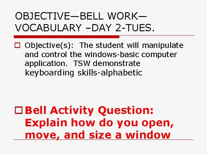 Introduction to Windows Operating System By Mrs J