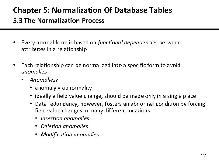 CHAPTER 5 Normalization Of Database Tables Part I