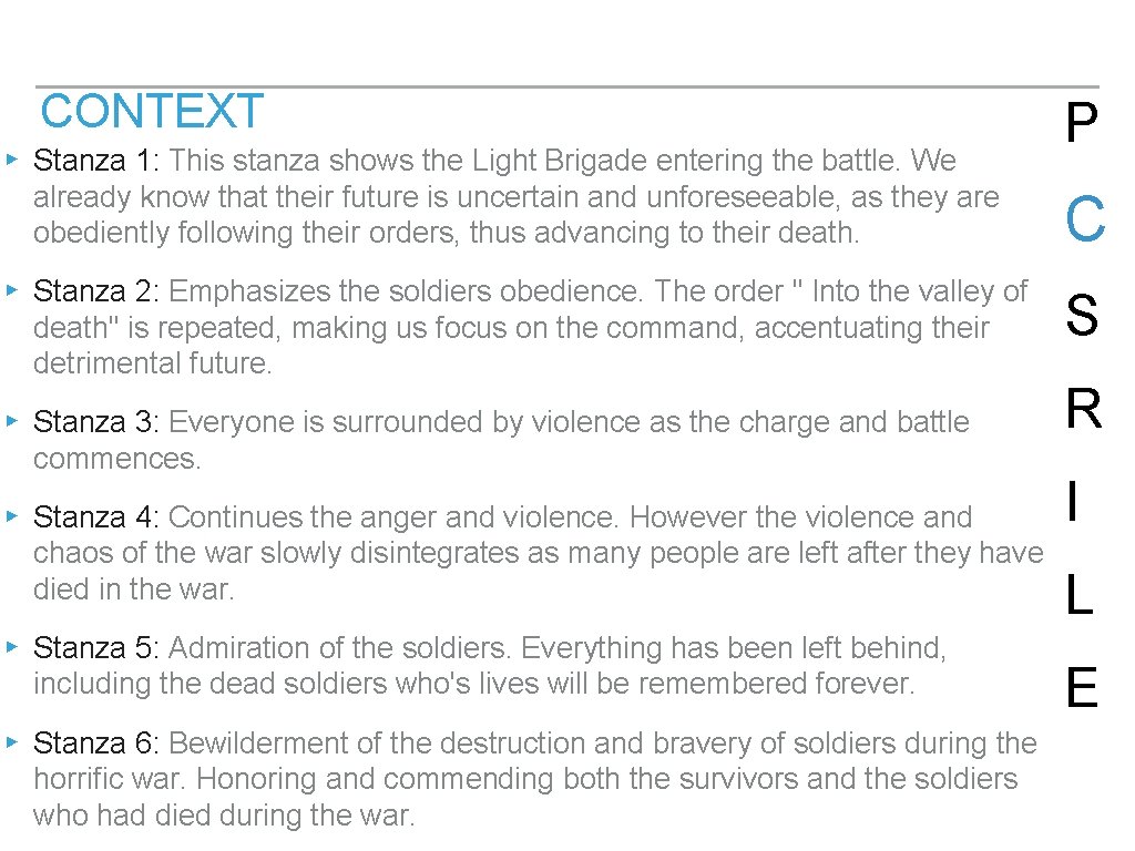 Alfred Lord Tennyson CHARGE OF THE LIGHT BRIGADE