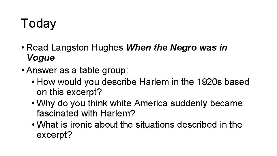 Harlem Renaissance Cultural Rebirth What is the mood