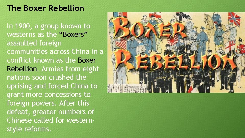 IMPERIALISM The Boxer Rebellion In 1900 a group