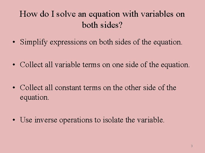 Lesson 6 2 Solving E quations with Variable