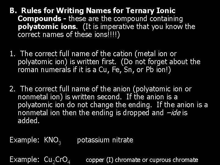 Nomenclature Notes I Writing Formulas for Binary Molecular