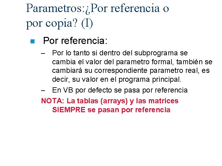 Subprogramas 1 Introduccin a los Subprogramas 2 Tipos