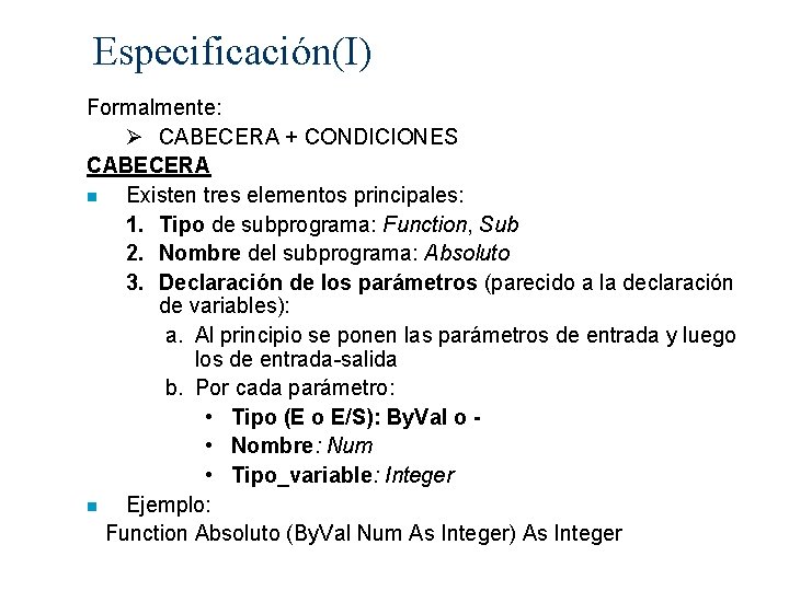 Subprogramas 1 Introduccin a los Subprogramas 2 Tipos